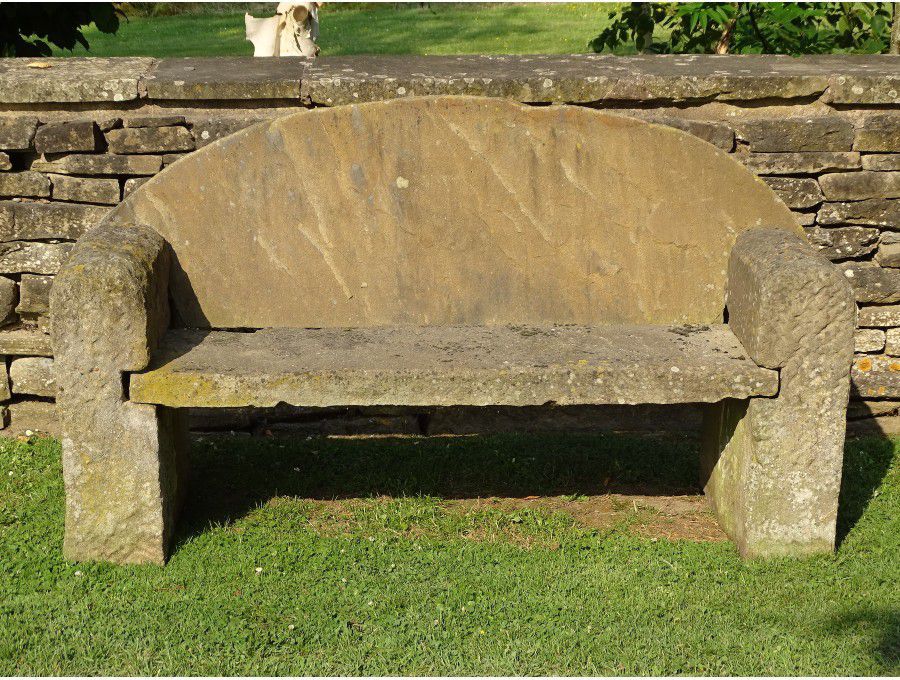 Carved Stone Garden Seat | Holloways Garden Antiques