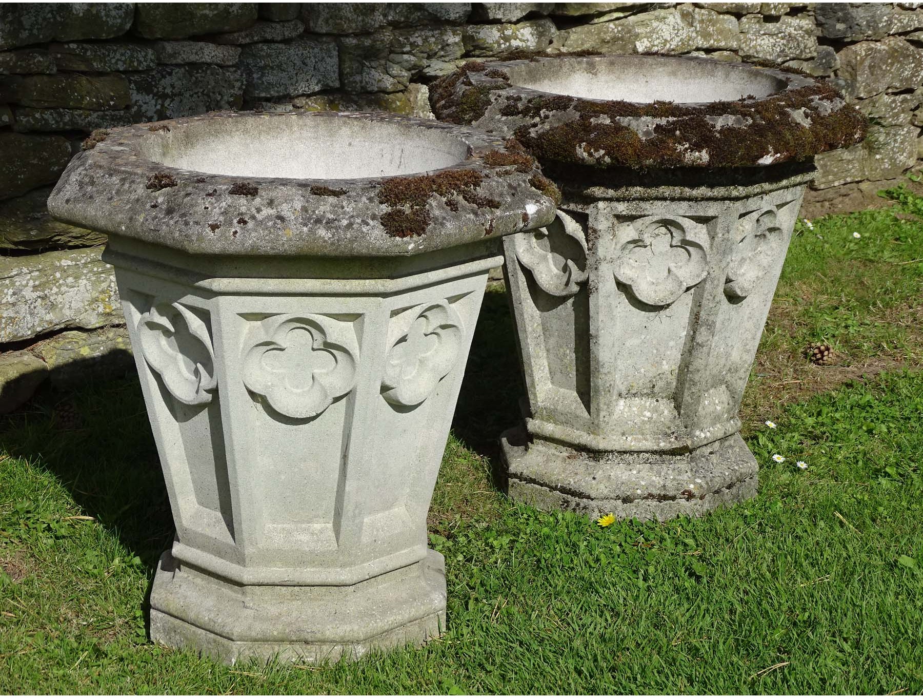 Weathered Gothic Planters (Pair) | Holloways Garden Antiques