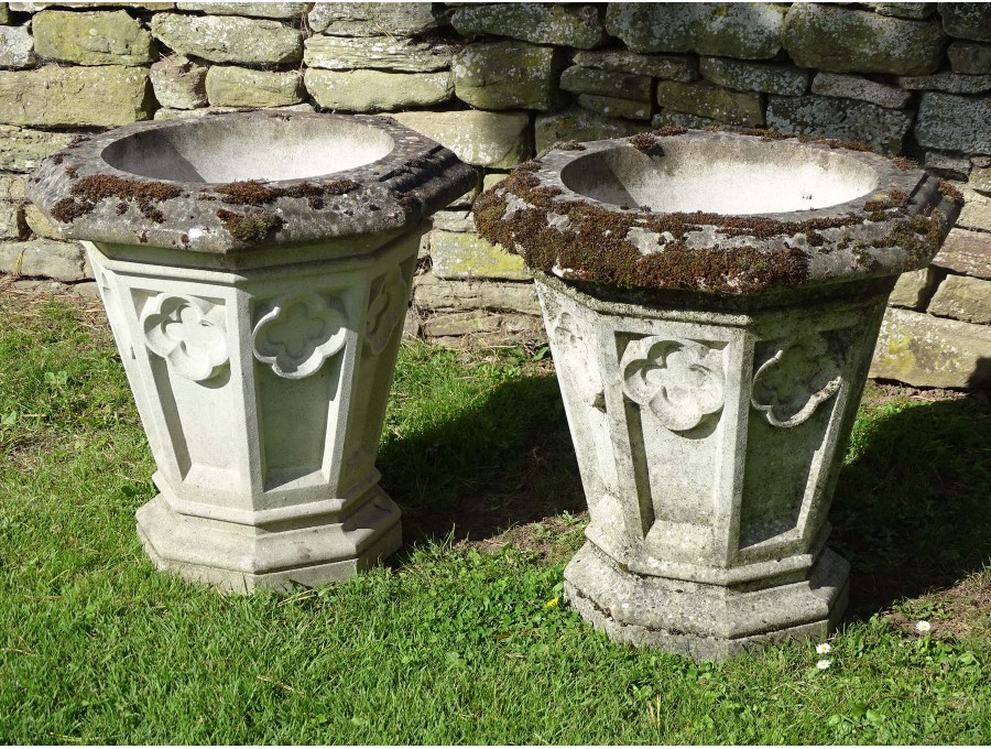 Weathered Gothic Planters (Pair) | Holloways Garden Antiques