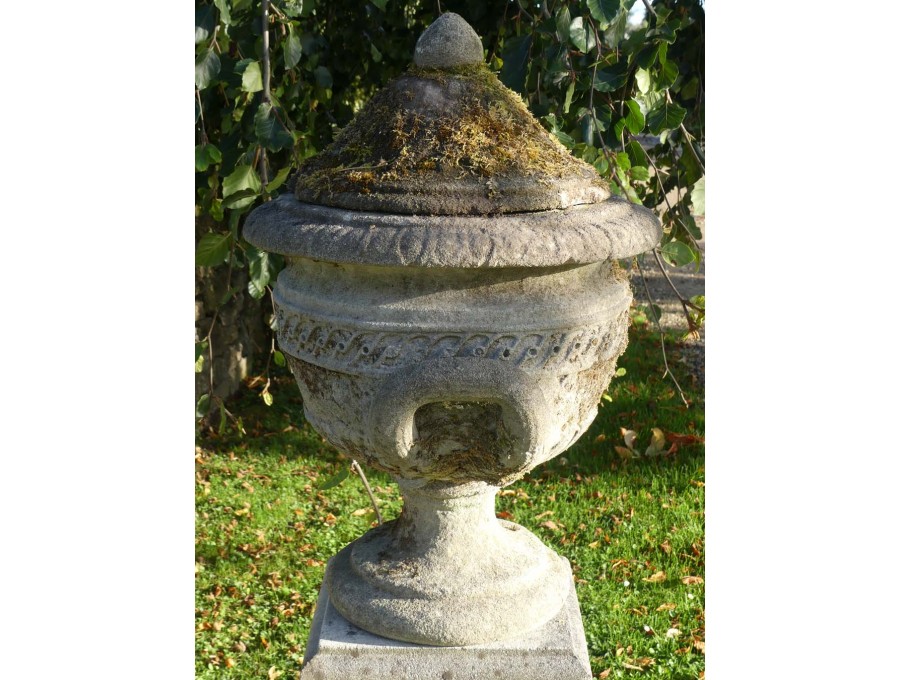 Finial Urn on Tall Plinth | Holloways Garden Antiques