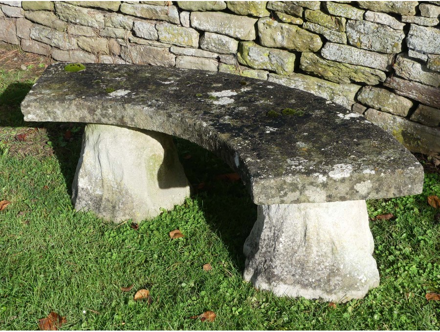 Curved Composition Stone Garden Seat | Holloways Garden Antiques