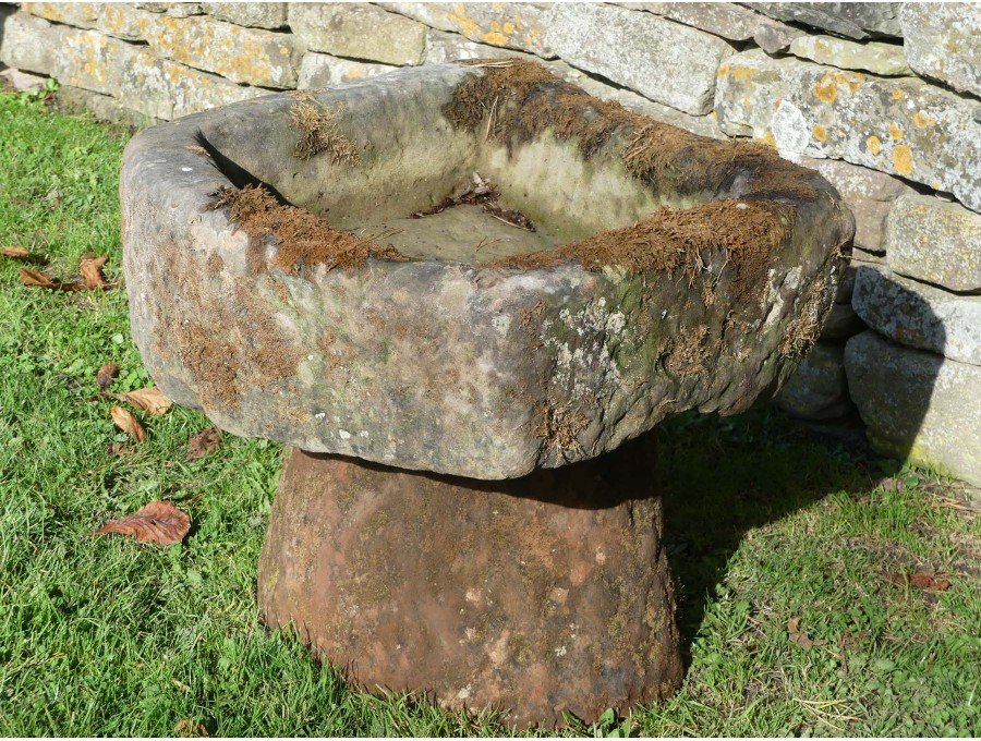 Old Sandstone Trough on Base | Holloways Garden Antiques