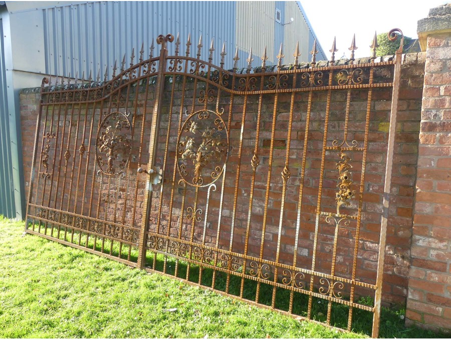 Large Wrought Iron Entrance Gates (Pair) | Holloways Garden Antiques