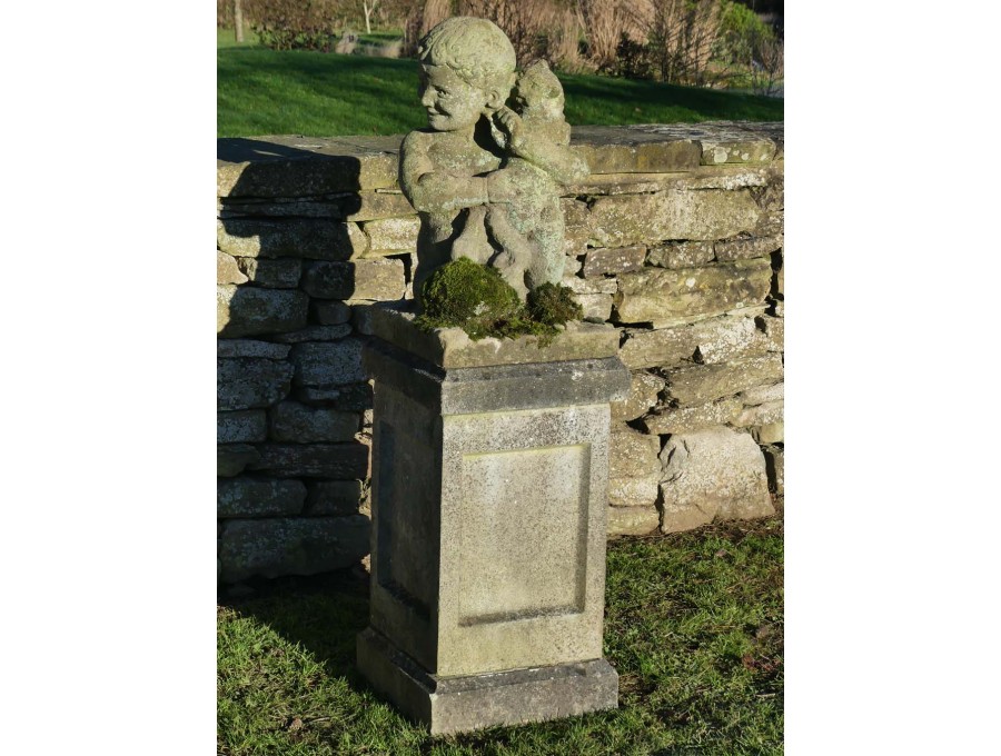 Stone Statue Boy with Cat | Holloways Garden Antiques
