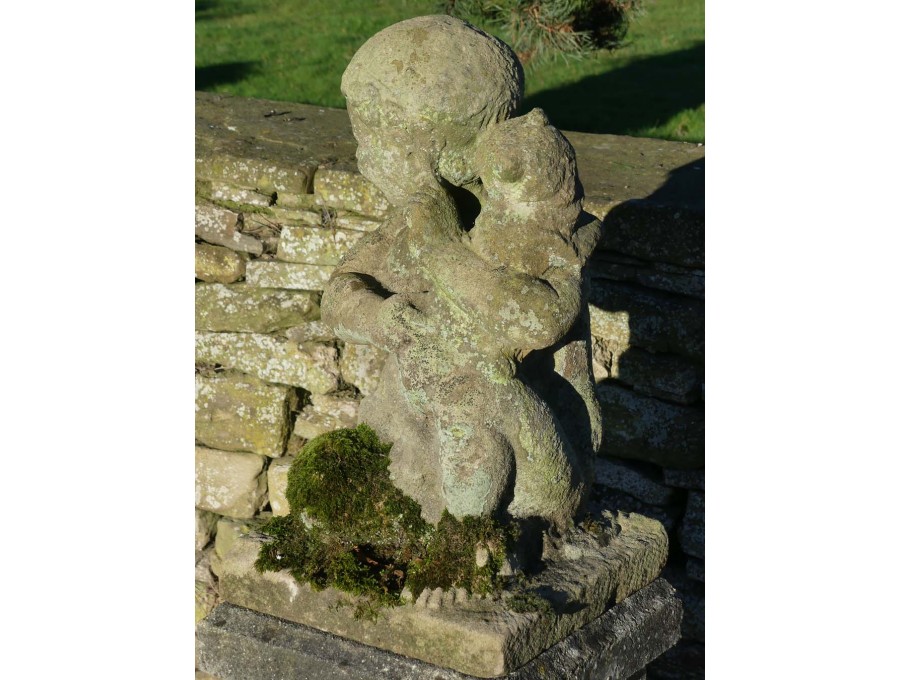 Stone Statue Boy with Cat | Holloways Garden Antiques