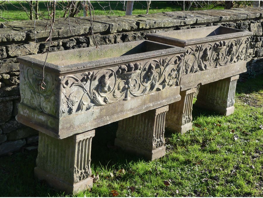 Weathered Haddonstone Troughs (Pair) | Holloways Garden Antiques