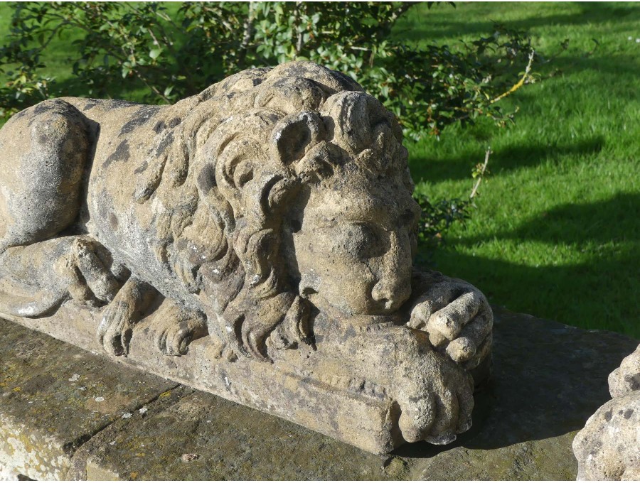 Sleeping Canova Lions (Pair) | Holloways Garden Antiques