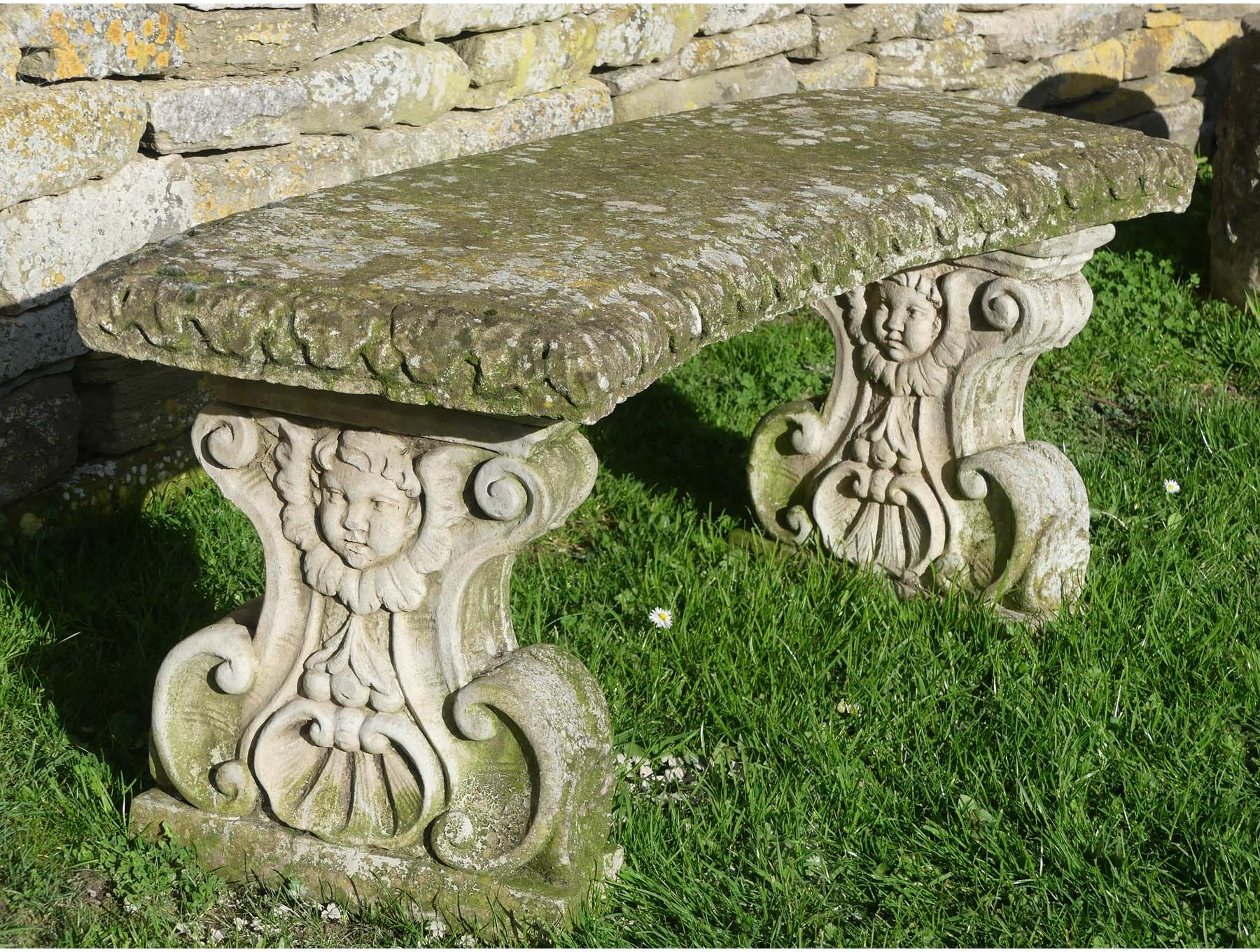 Curved Composition Stone Garden Seat | Holloways Garden Antiques