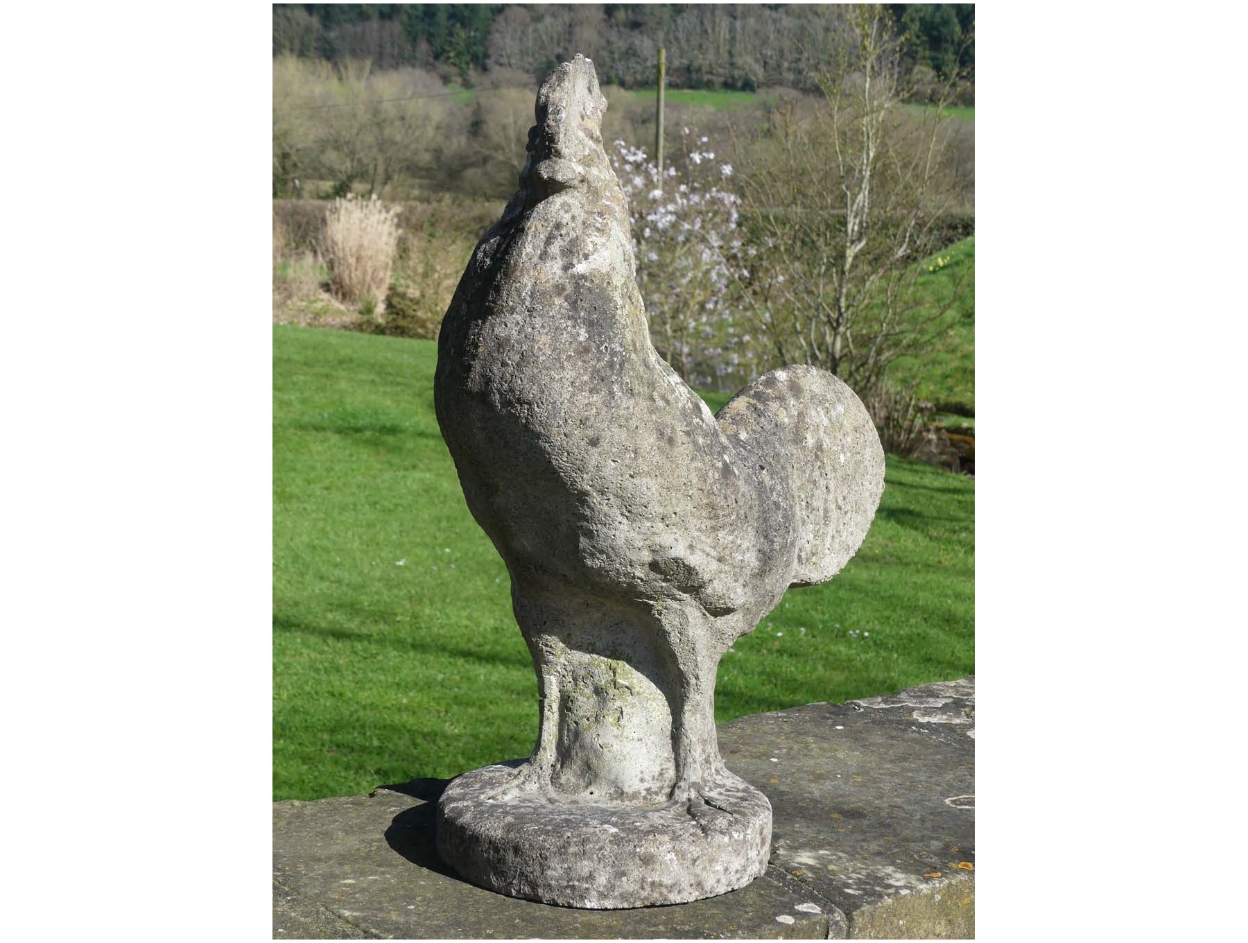 Weathered Stone Rooster | Holloways Garden Antiques