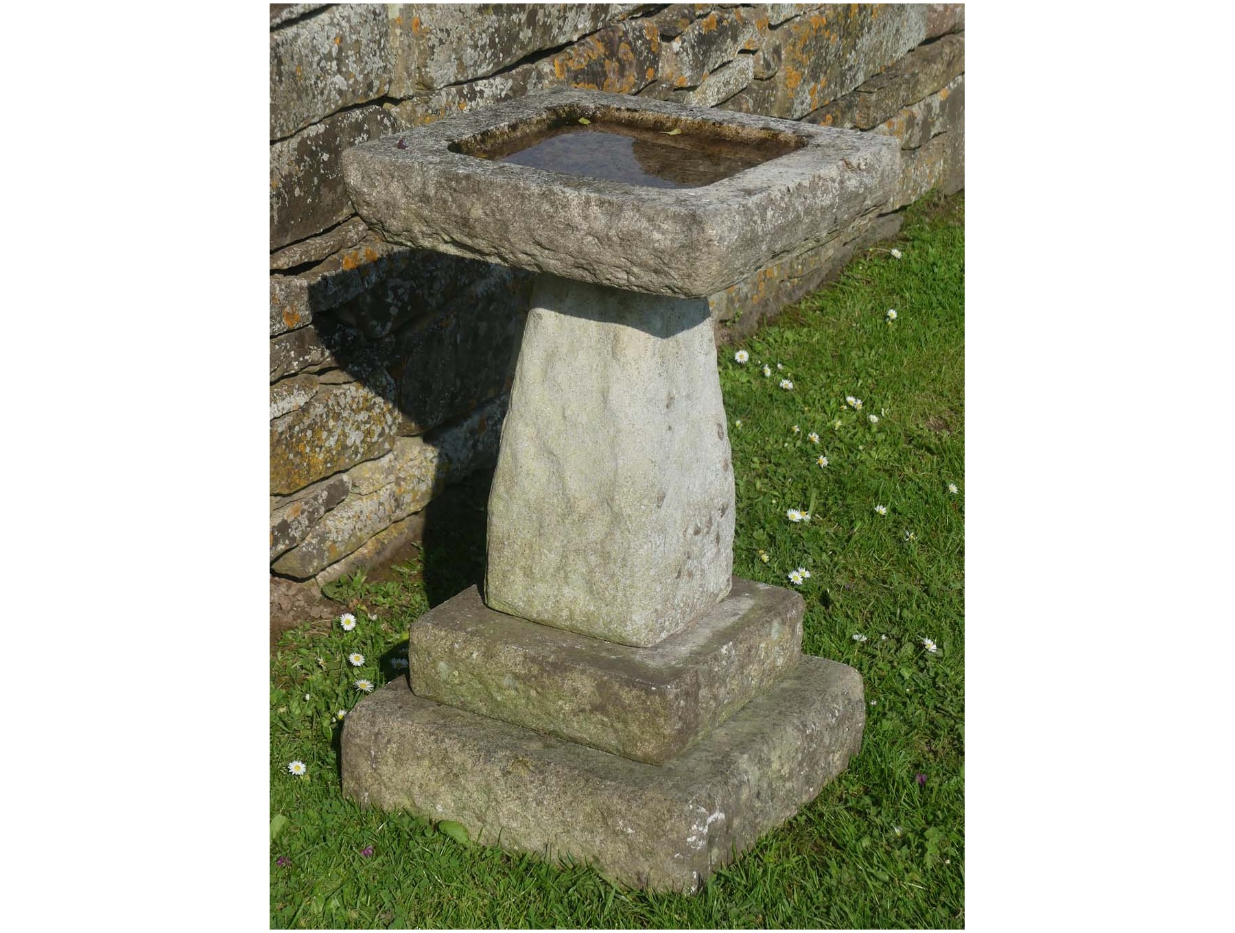 Weathered Square Birdbath | Holloways Garden Antiques