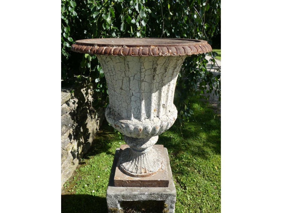 Antique Cast Iron Urn on Plinth | Holloways Garden Antiques