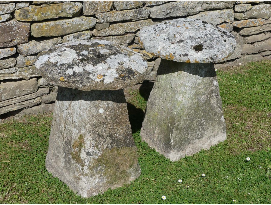 Antique Limestone Staddlestones (Pair) | Holloways Garden Antiques