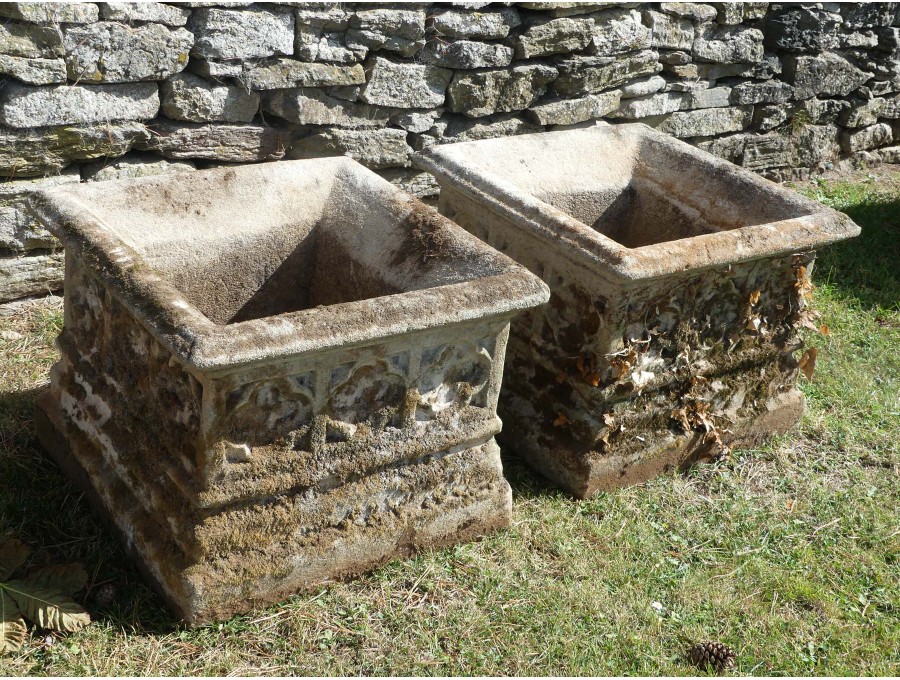 Weathered Gothic Planters (Pair) | Holloways Garden Antiques
