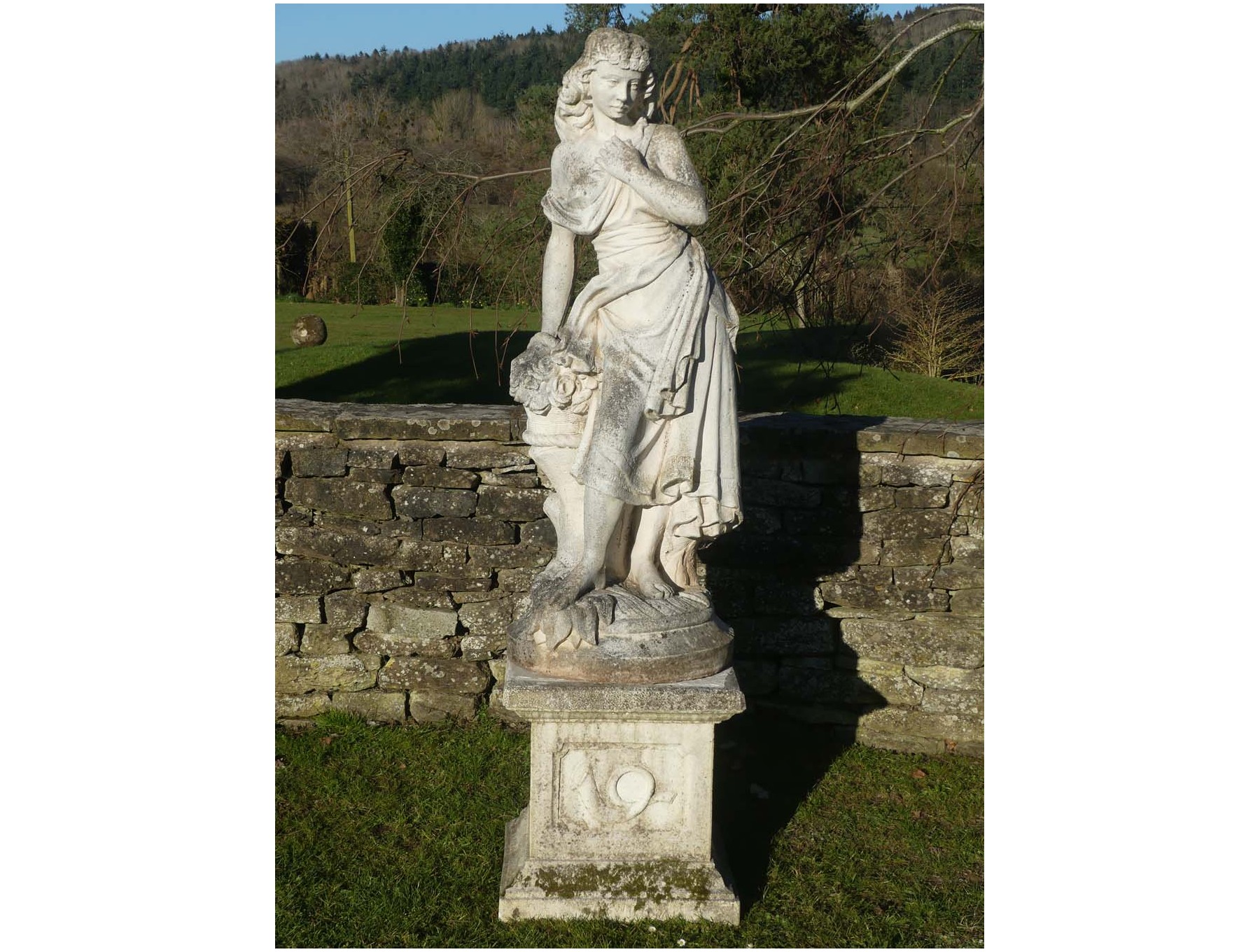 Classical Maiden Statue on Base | Holloways Garden Antiques