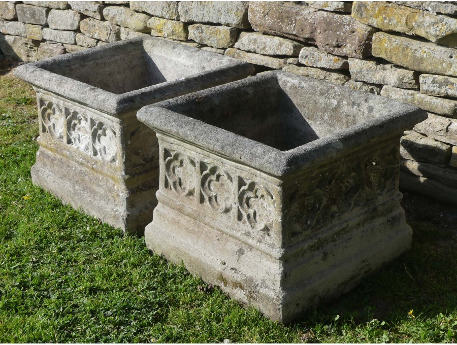 Weathered Gothic Planters (Pair) | Holloways Garden Antiques
