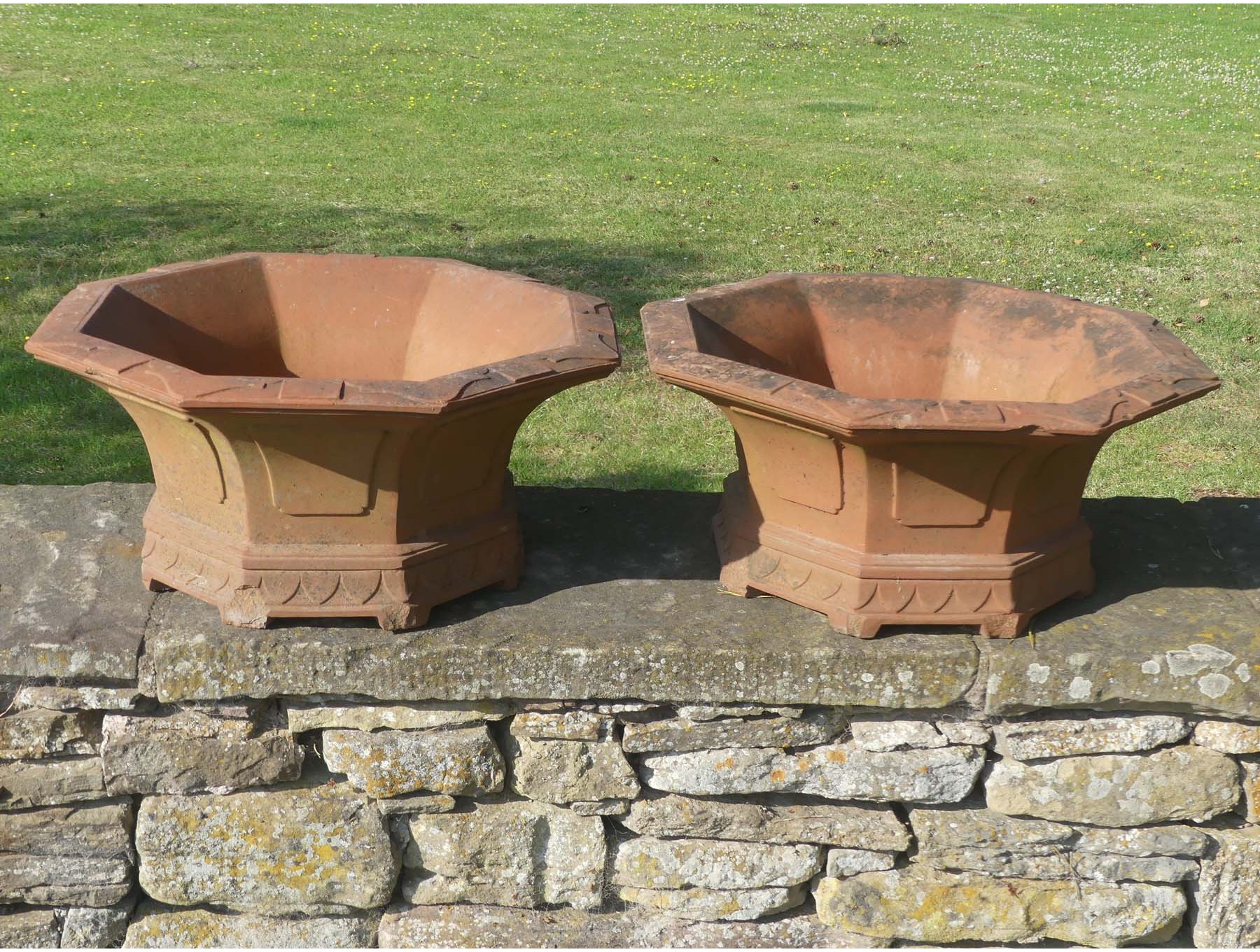 Weathered Terracotta Garden Planters (Pair) | Holloways Garden Antiques